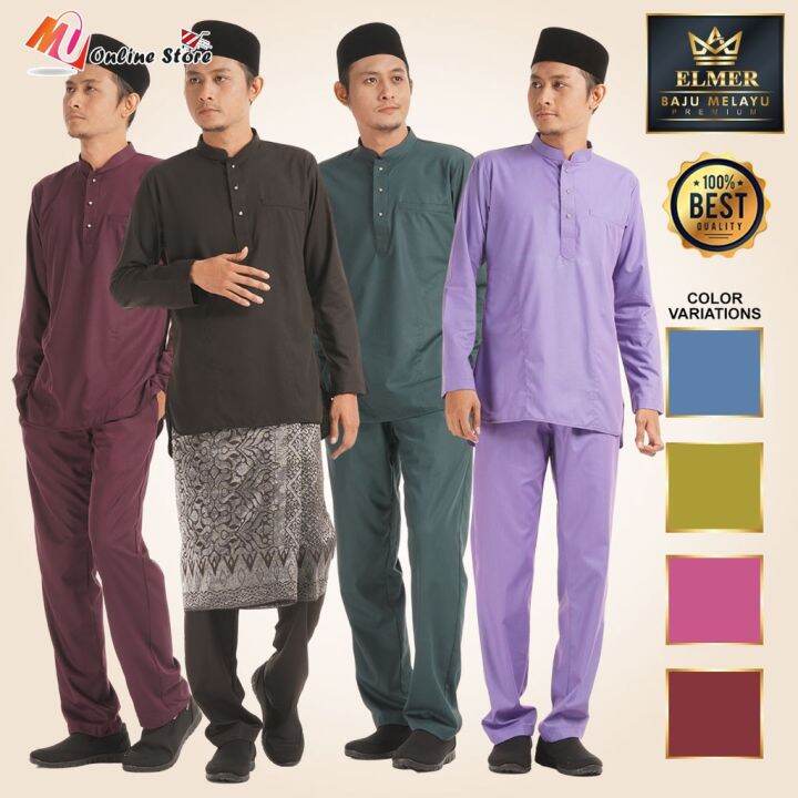 MU SET BAJU MELAYU MODERN SLIM FIT DEWASA / BAJU MELAYU SEPASANG / BAJU ...