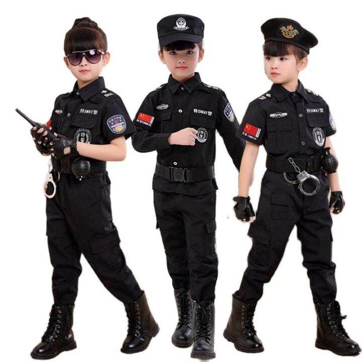 Kids Policemen Costumes Police Cop Cosplay Army Police Uniform Clothing ...