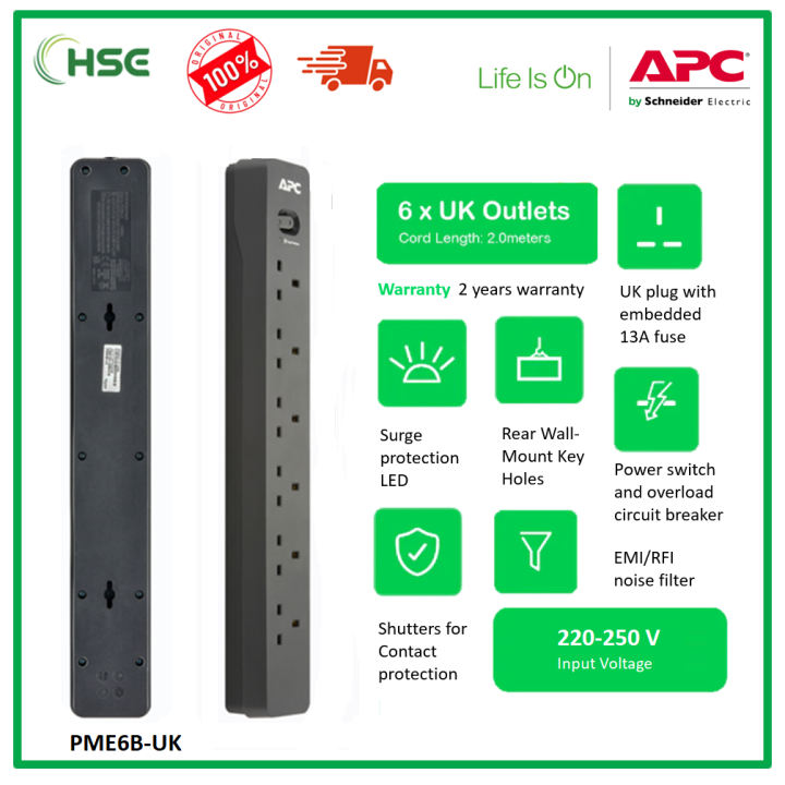 APC SURGE ARREST ESSENTIAL PROTECTOR EXTENSION SOCKET 2 meters | Lazada