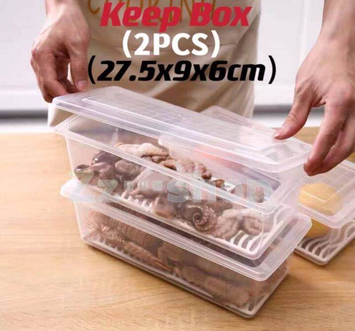 (2pcs) Kitchen Rectangular Refrigerator Drain Fresh-keeping Box Food ...