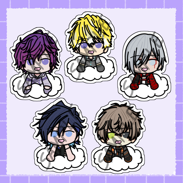 Nijisanji EN Vtuber Noctyx Waterproof Stickers [Fulgur Ovid, Uki Violeta, Yugo Asuma, Alban Knox ...