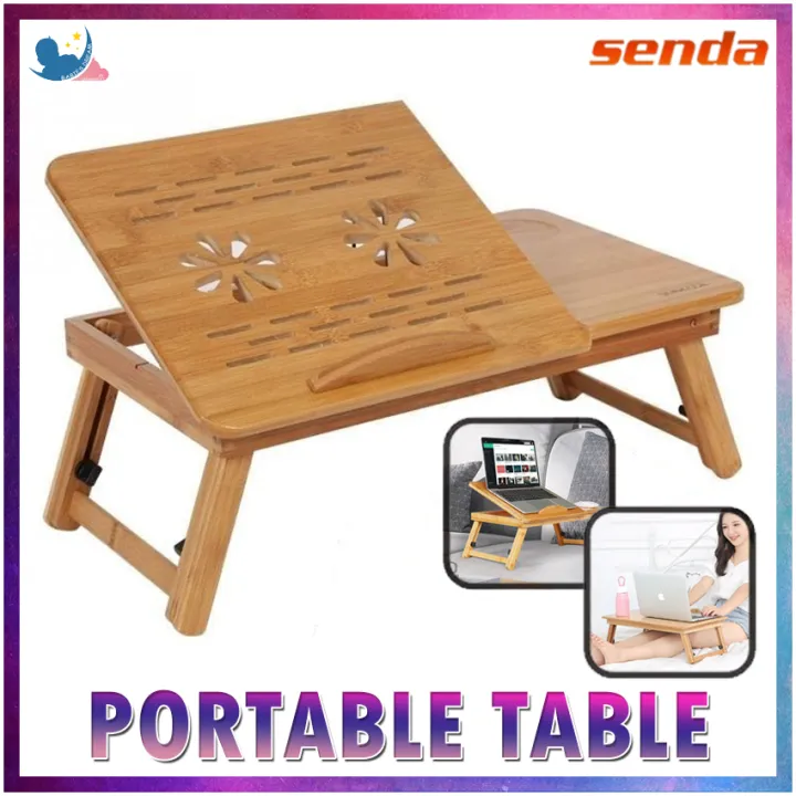 Senda Wooden Portable Folding Bamboo Bed Laptop Table Stand Computer ...