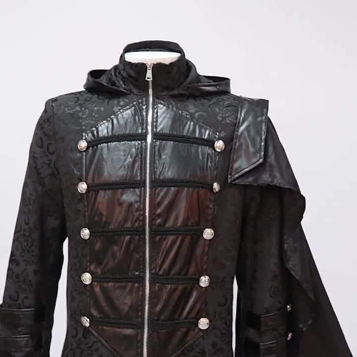 บุรุษวินเทจยุค Steampunk โกธิคแจ็คเก็ตสีดำฮาโลวีนคอสเพลย์คลุมด้วยผ้าไวก ...