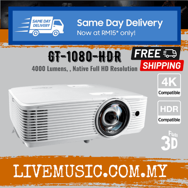 Optoma GT-1080-HDR Short Throw Projector ( GT 1080 HDR / GT1080HDR ...