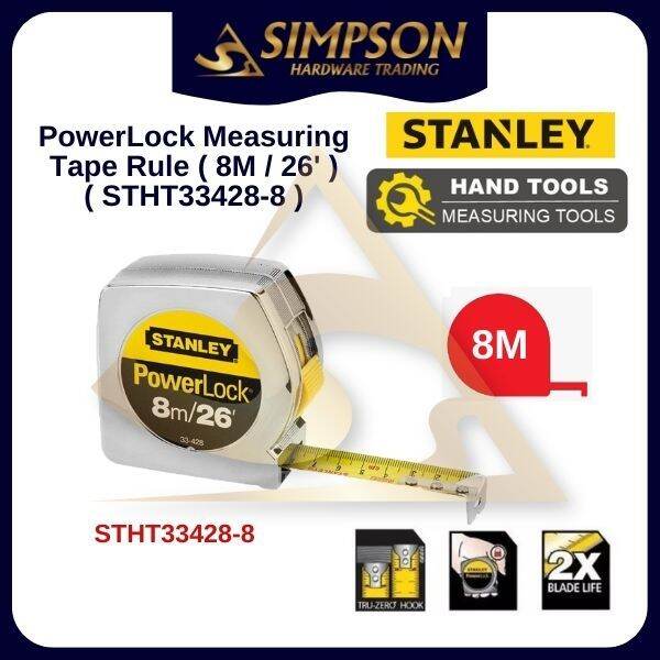 STANLEY Original STHT33428-8 8M/26ft PowerLock Tape Rule │Measuring ...