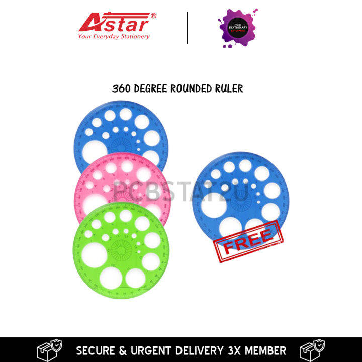 Astar 360 Degree Rounded Ruler with Hole / 360’ Protractor Ruler BUY 3 ...