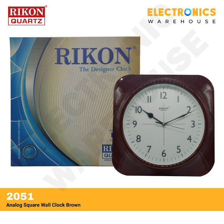 Rikon Quartz 2051 Analog Square Wall Clock Brown | Lazada PH