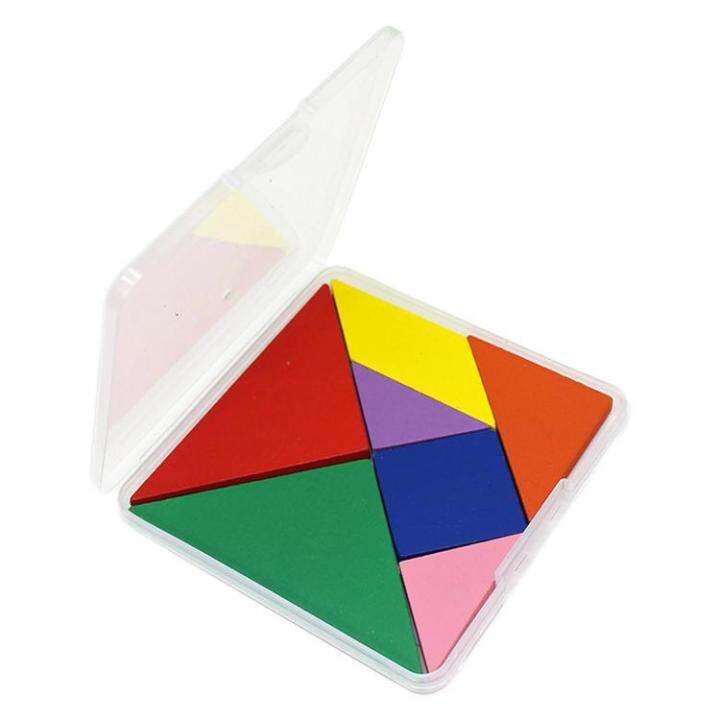 Wooden Tangram Wooden Pattern Block Multi-Colored Tangrams Shapes ...