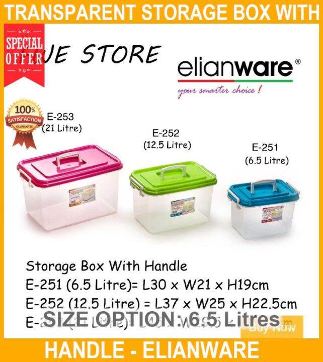 Transparent Storage Box With Handle - Elianware | Lazada