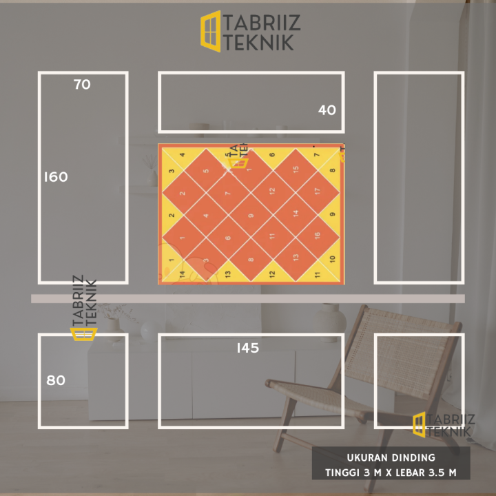 PAKET LENGKAP WALL MOULDING SINGLE & KACA UKURAN DINDING TINGGI 3 METER ...