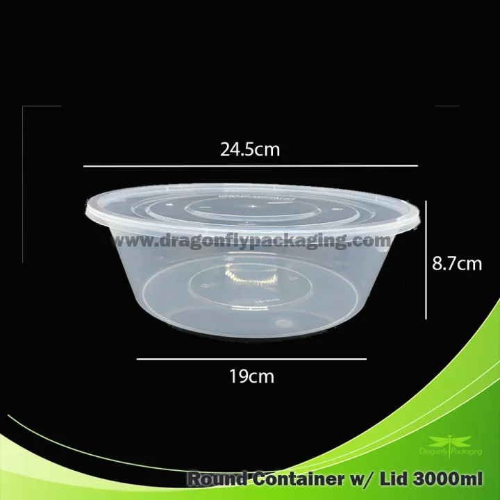 [Wholesale] Dragonfly 3000ML Clear Round Container with Lid x90PCS ...
