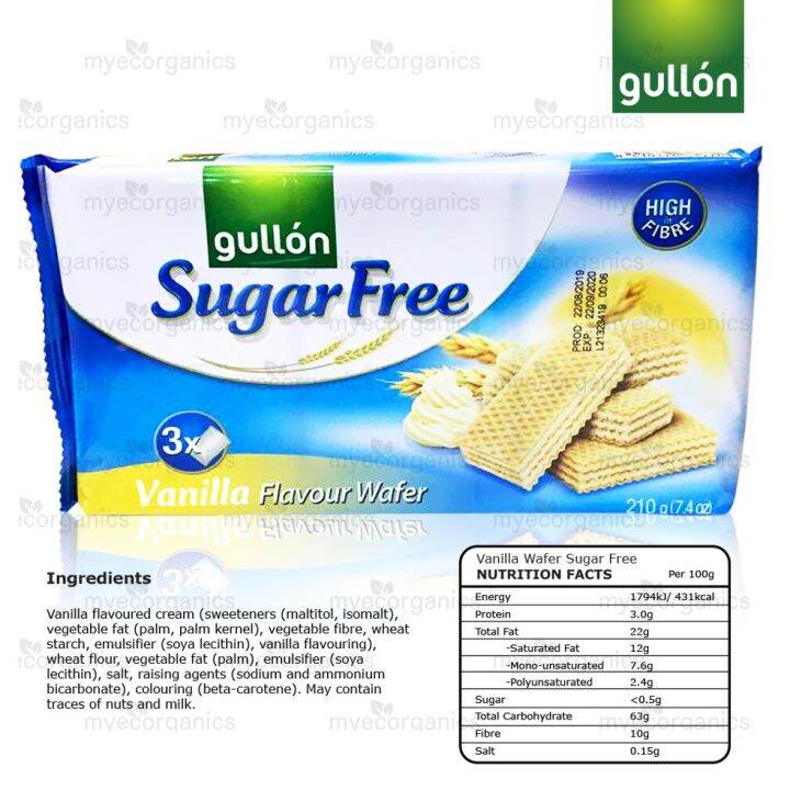 Gullon SUGAR FREE Wafer 3 x 70g (210g) - Vanilla | Lazada