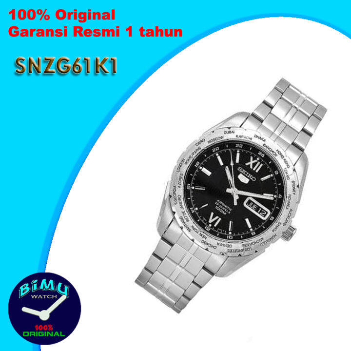 Seiko 5 SNZG61K1 Automatic GMT Cities on Bezel Jam Tangan Pria SNZG61 ...