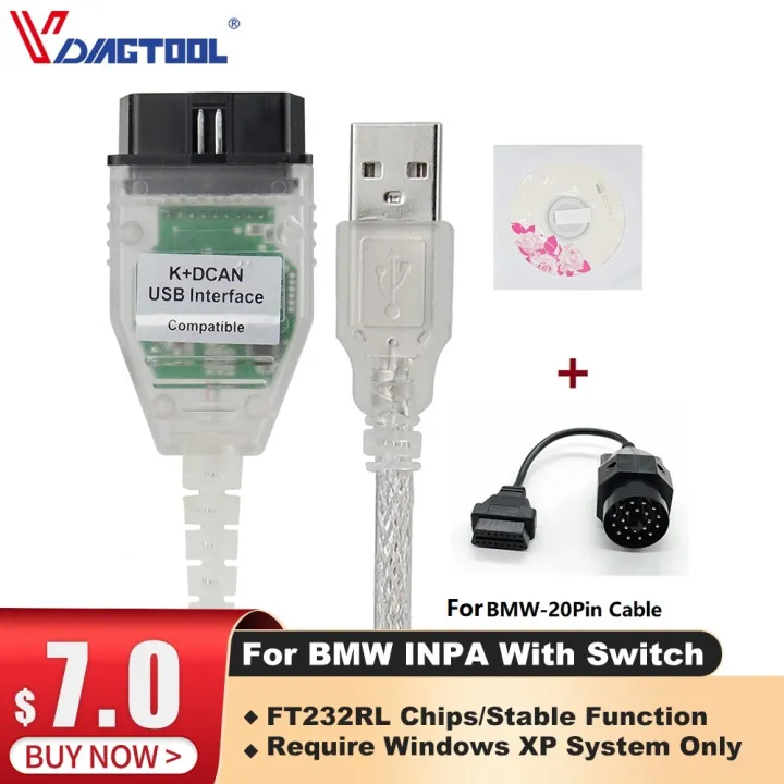 For BMW K DCAN Switch For Inpa OBDII Diagnostic Cable IN-PA K DCAN USB ...