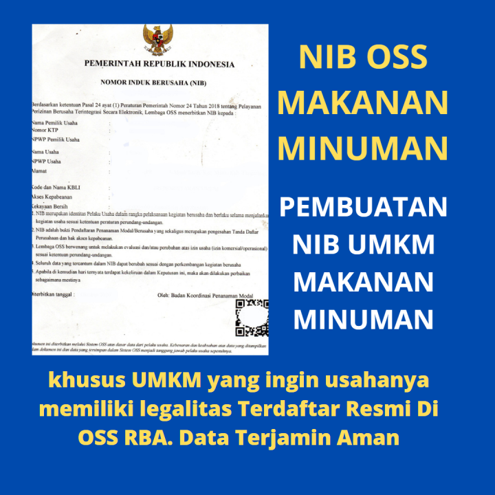 NIB OSS RBA Izin Usaha Makanan Minuman | Lazada Indonesia