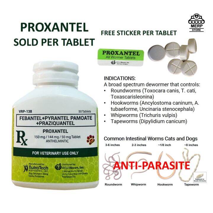 PROXANTEL Tablet Anthelmintic Dewormer for Cats and Dogs Sold per ...