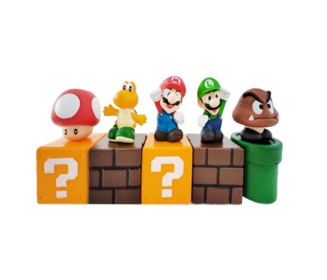 5pcs Super Mario And Friends Minifigures Birthday Cake Topper Luigi ...