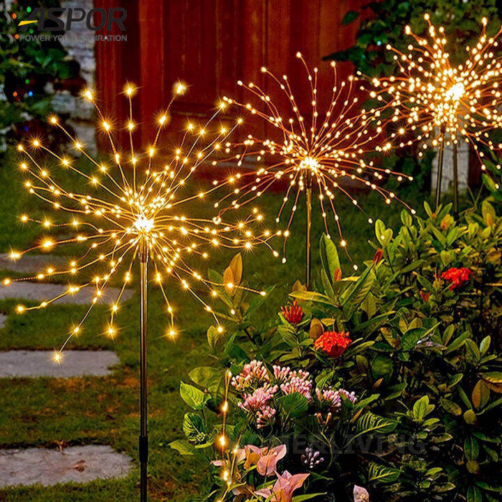ASPOR Solar Garden 200Lights Solar Firework Lights Solar Powered String ...