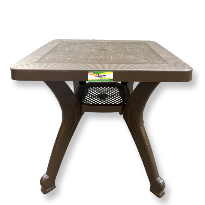 UNIDAS 30''x30'' square table and brown Dining/Indoor/Outdoor plastic ...