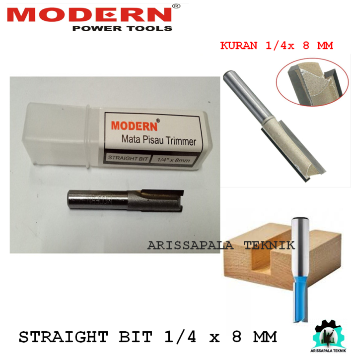 Mata Profil Straight Bit 8 mm Mata Router Trimmer Lunci Lubang Kayu ...