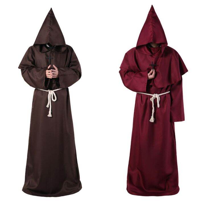 NSITOT เสื้อคลุมหลวม ผู้ใหญ่ คริสเตียน friar ชุดฮาโลวีนคาร์นิวัล พร้อม ...