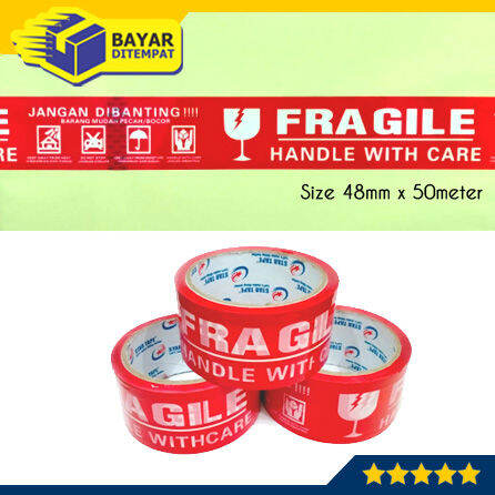 Lakban Isolasi Selotip FRAGILE JANGAN DIBANTING (48mm x 50 Meter ...