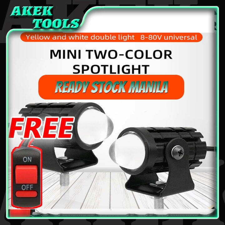 Super Bright Mini Driving Led Lights Motorcycle Headlight 2 color Car ...