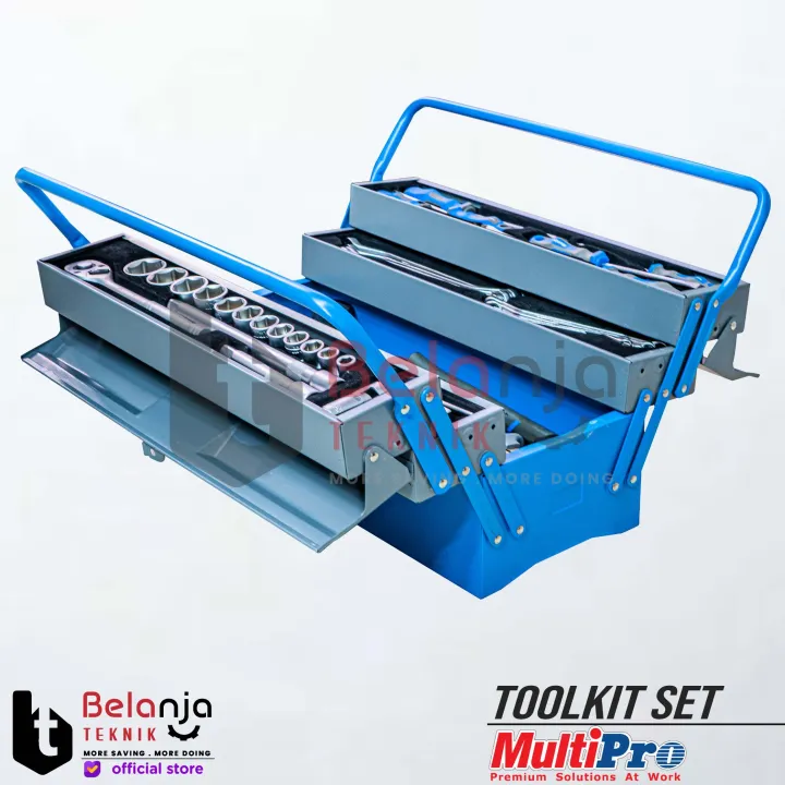 Multipro Metal Toolkit Set 60 Pcs Tool Kit Toolbox Perkakas 3 Susun ...