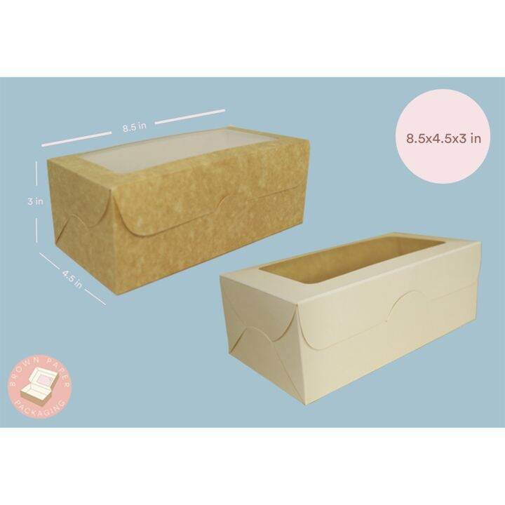 8.5x4.5x3 Reversible Loaf Box With window in packs of 10pcs (Brown ...