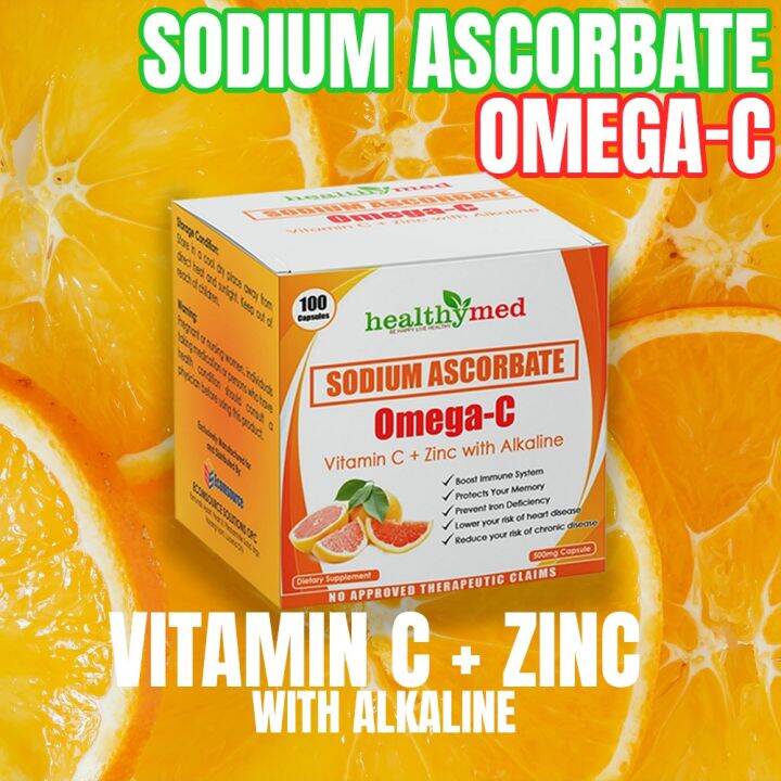 Immediate delivery Healthymed Sodium Ascorbate Omega C - Vitamin C + Zinc with Alkaline 500mg ...
