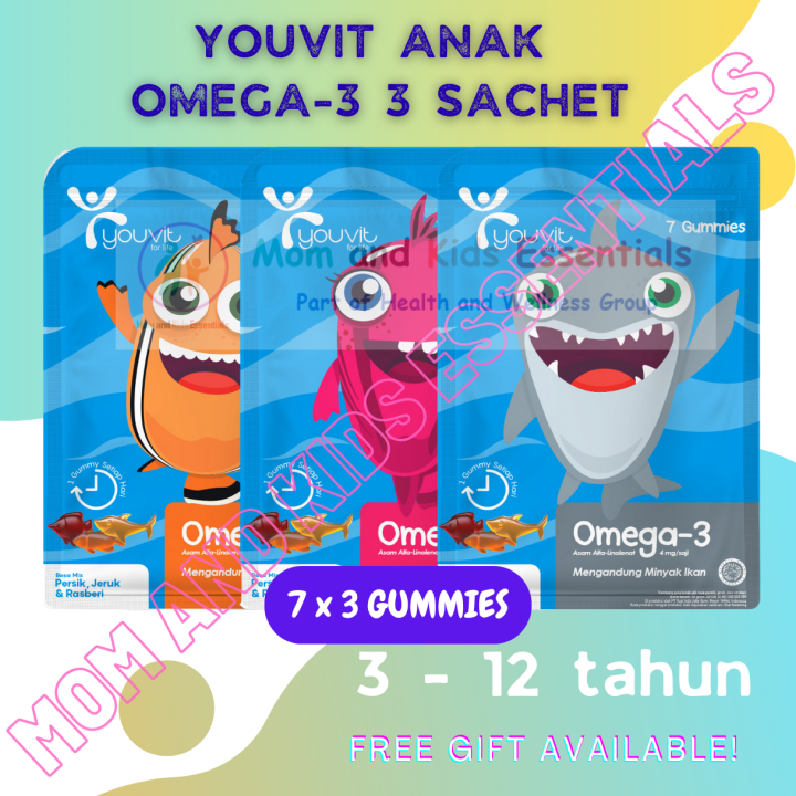 YOUVIT MULTIVITAMIN OMEGA 3 ANAK 1/2 BOX 3 SACHET 21 GUMMIES KIDS ...