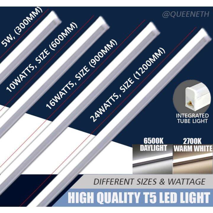 T5 LED Tube Light 1 Piece Of 5w/10w/16w/24w Daylight 6500K, Warm White 2700K Power Saver Light ...