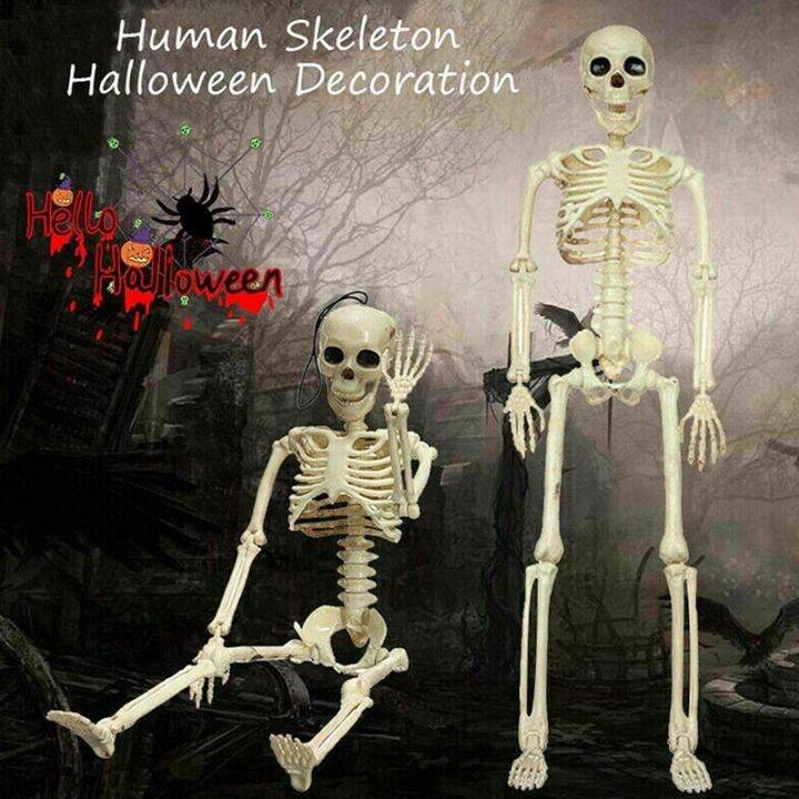 40cm Poseable Full Human Skeleton Prop Halloween Party Decoration ...