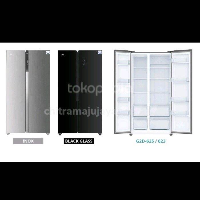 Kulkas 2 Pintu Menyamping Hitam - GEA - TIPE G2D-625 INOX | Lazada ...