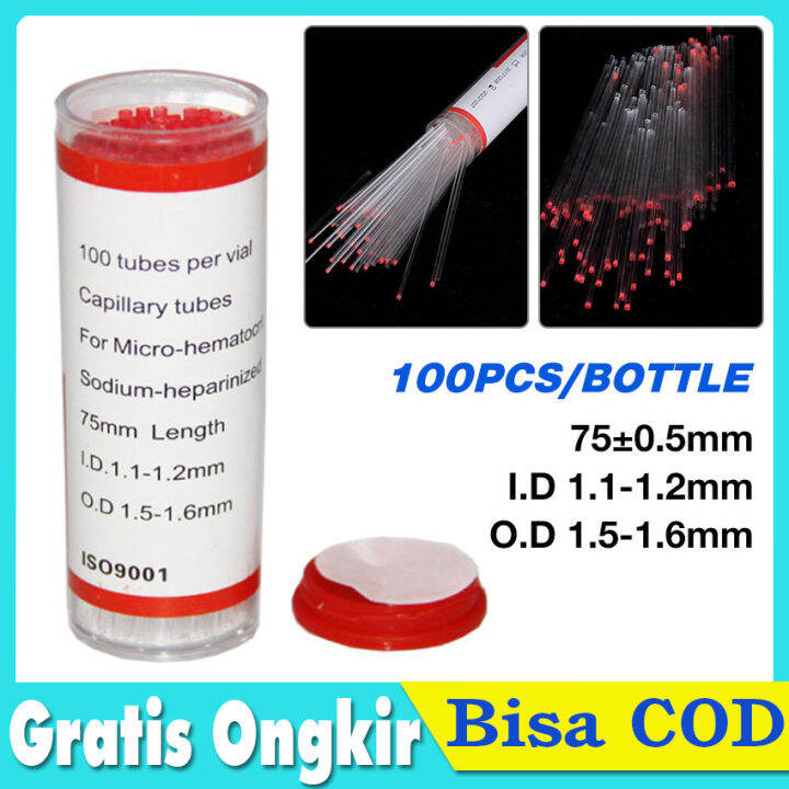 100 Tubes Tabung Pipa Kapiler Hematokrit Tabung Mikro Kapiler ...