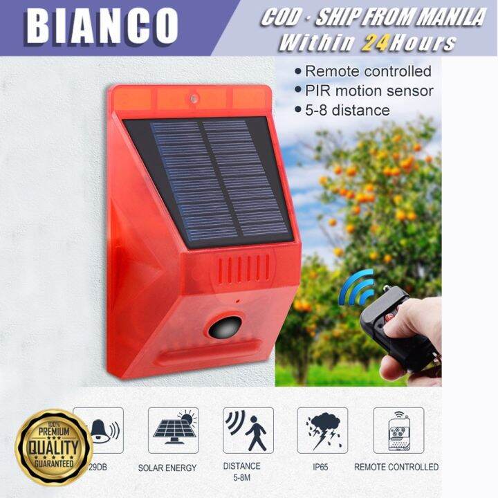 Security Alarm Wireless Motion Sensor Solar Sound & Light Alarm System ...