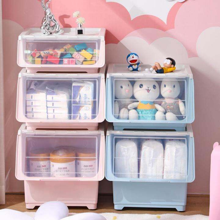34L/48L Stackable Toy Storage Box With Lid Movable Plastic Container ...
