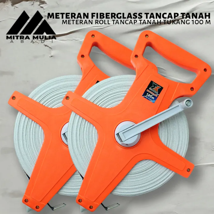 Meteran Tancap Tanah 100 Meter | Meteran Roll tancap fiber |meteran ...