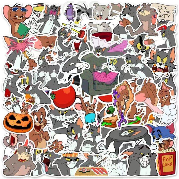 50Pcs/Set Tom and Jerry Cartoon Graffiti Waterproof Sticker Classic ...
