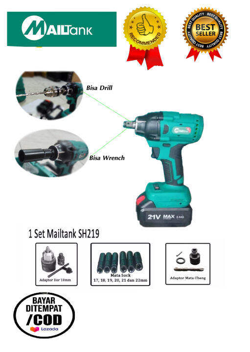 MAILTANK SH219 Mesin Impact Baterai 21V Cordless Impact Wrench Alat ...