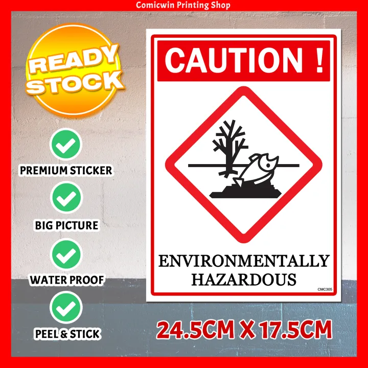 CMC305 Enviroment Hazard Sticker (24.5x17.5cm) COSHH Sign Sticker ...