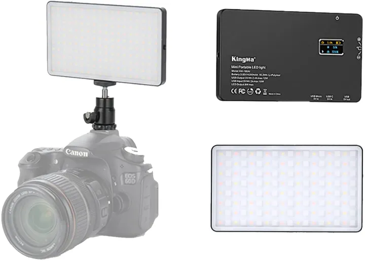 Camera Lighting, Small Portable Rechargeable Panel LED On Camera Video ...