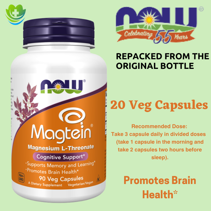 [100% Authentic Made in USA] NOW Supplements, Magtein™ with patented form of Magnesium (Mg ...