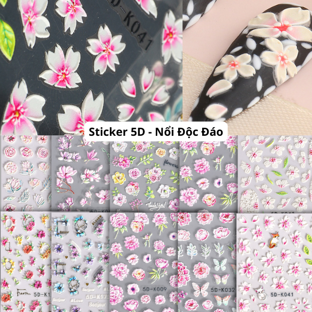 Sticker 5D | Các Mẫu Hoa & Mèo Chó Shiba Hiệu Ứng Nổi Độc Đáo | Dán ...