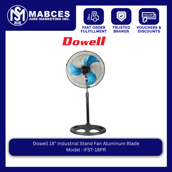 Dowell 18" Industrial Stand Fan Aluminum Blade Oscillating Motion 75 ...