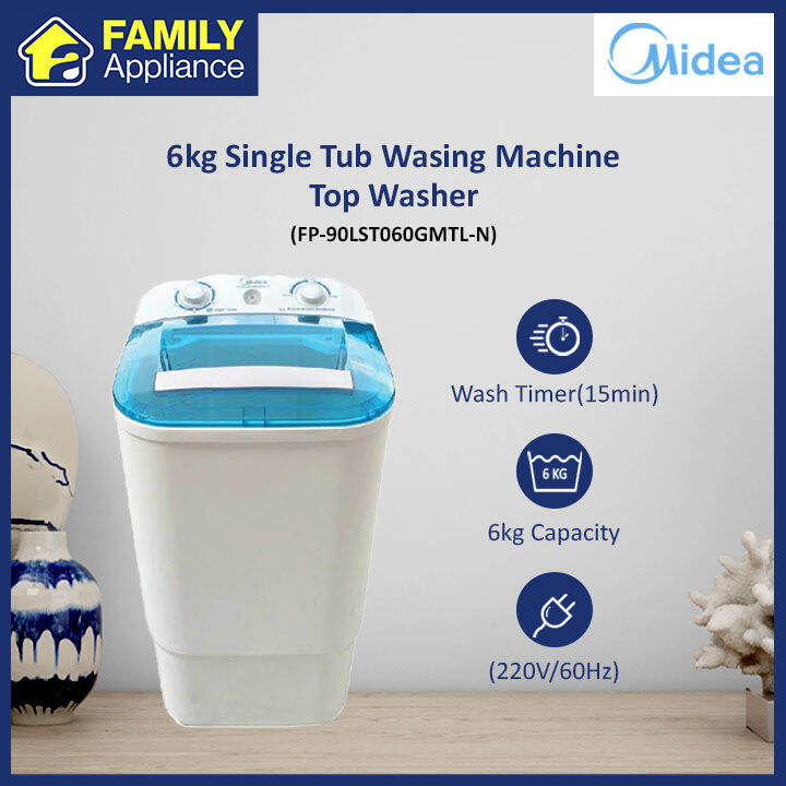MIDEA 6kg Single Tub Washing Machine FP-90LST060GMTL-N | Lazada PH