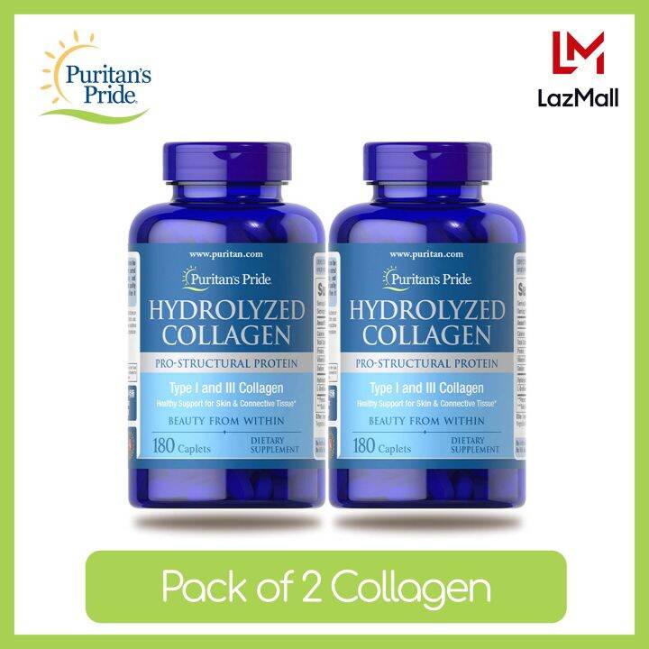 Pack of 2 Puritan's Pride Hydrolyzed Collagen 1000 mg 180 caplets ...