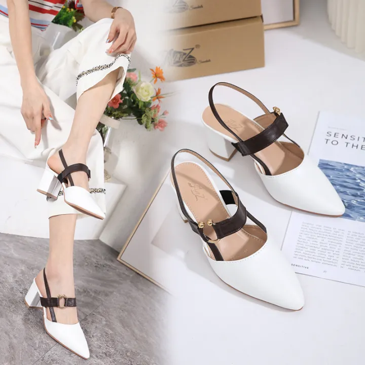 【JS】Korean Office High Heels Sandals Block-Heel | Lazada PH