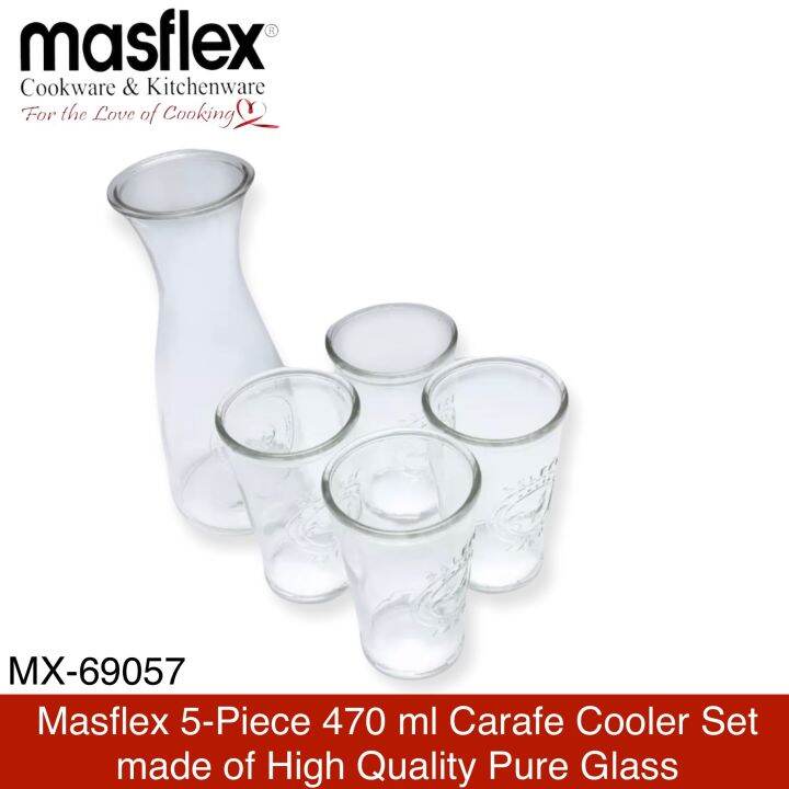 Masflex 5- Piece 950 ml Carafe and 470 ml Cooler Set Made of High ...