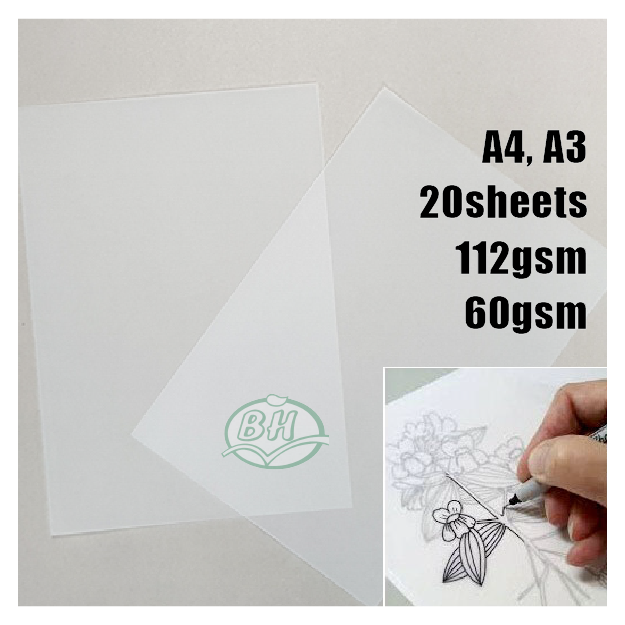 20sheets A4 A3 Tracing Paper 60g 112g Vellum Paper / Translucent Paper ...